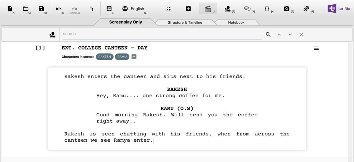 Characters in scenes » Scrite