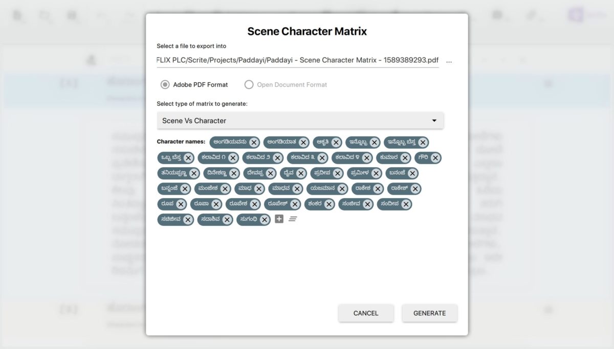 Characters in scenes » Scrite