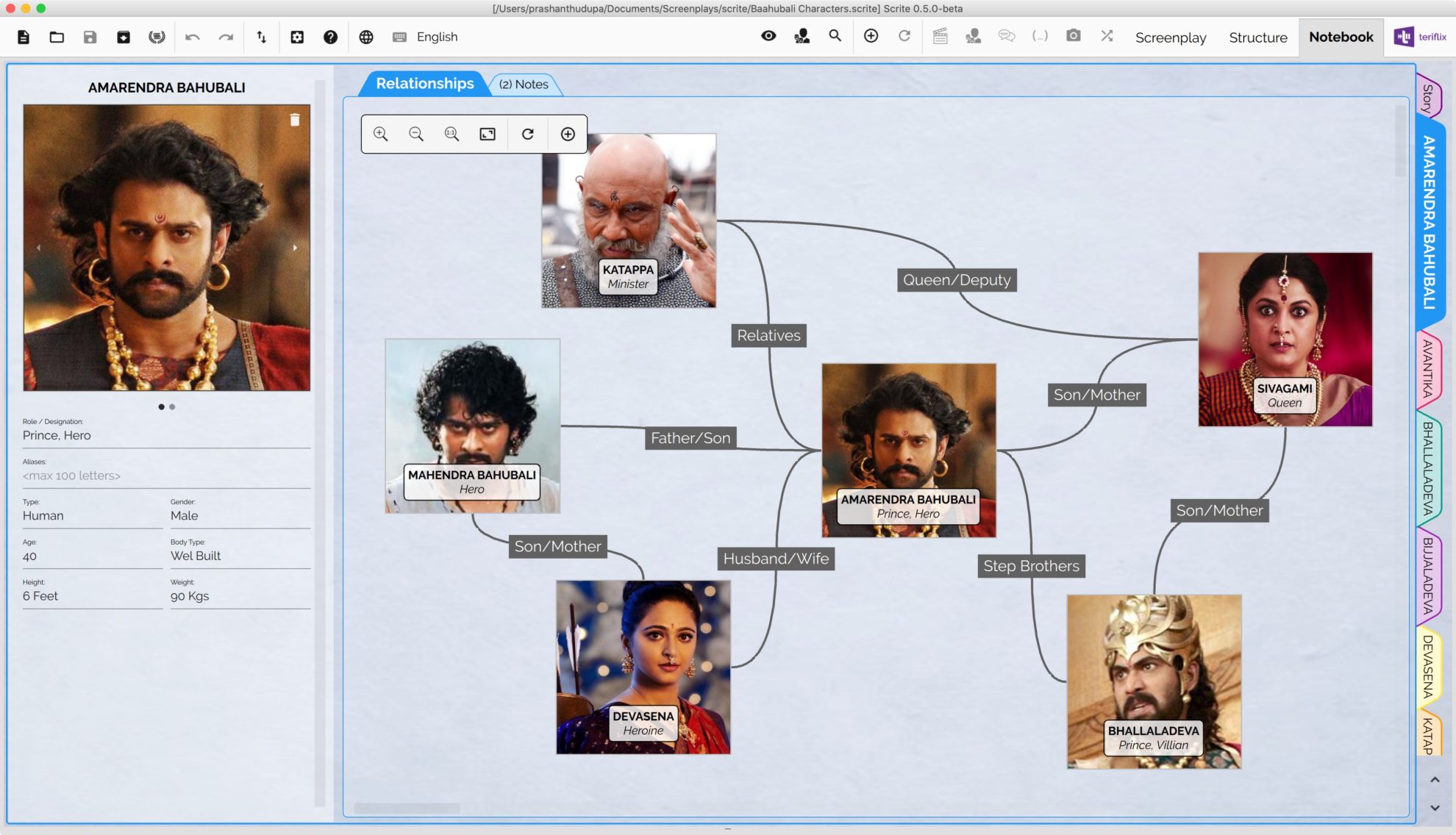 Capturing Relationships Between Characters » Scrite
