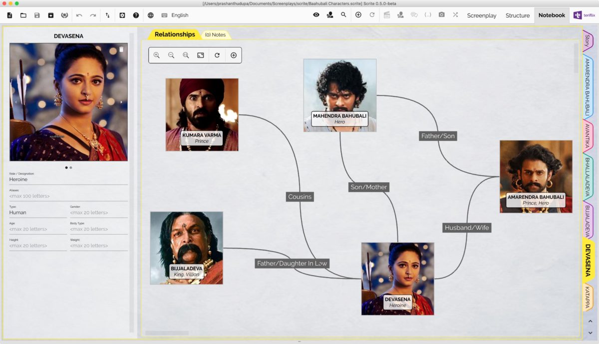 Capturing Relationships Between Characters » Scrite