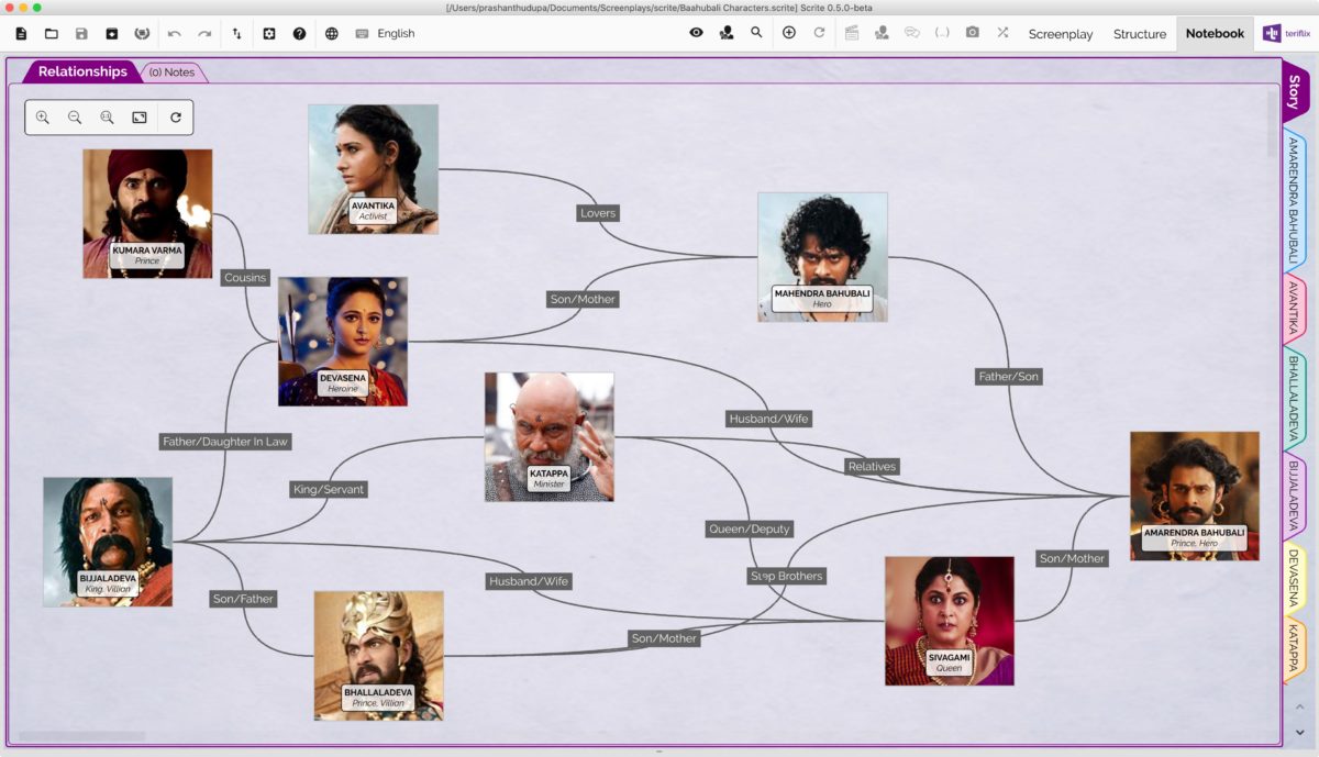 Capturing Relationships Between Characters » Scrite