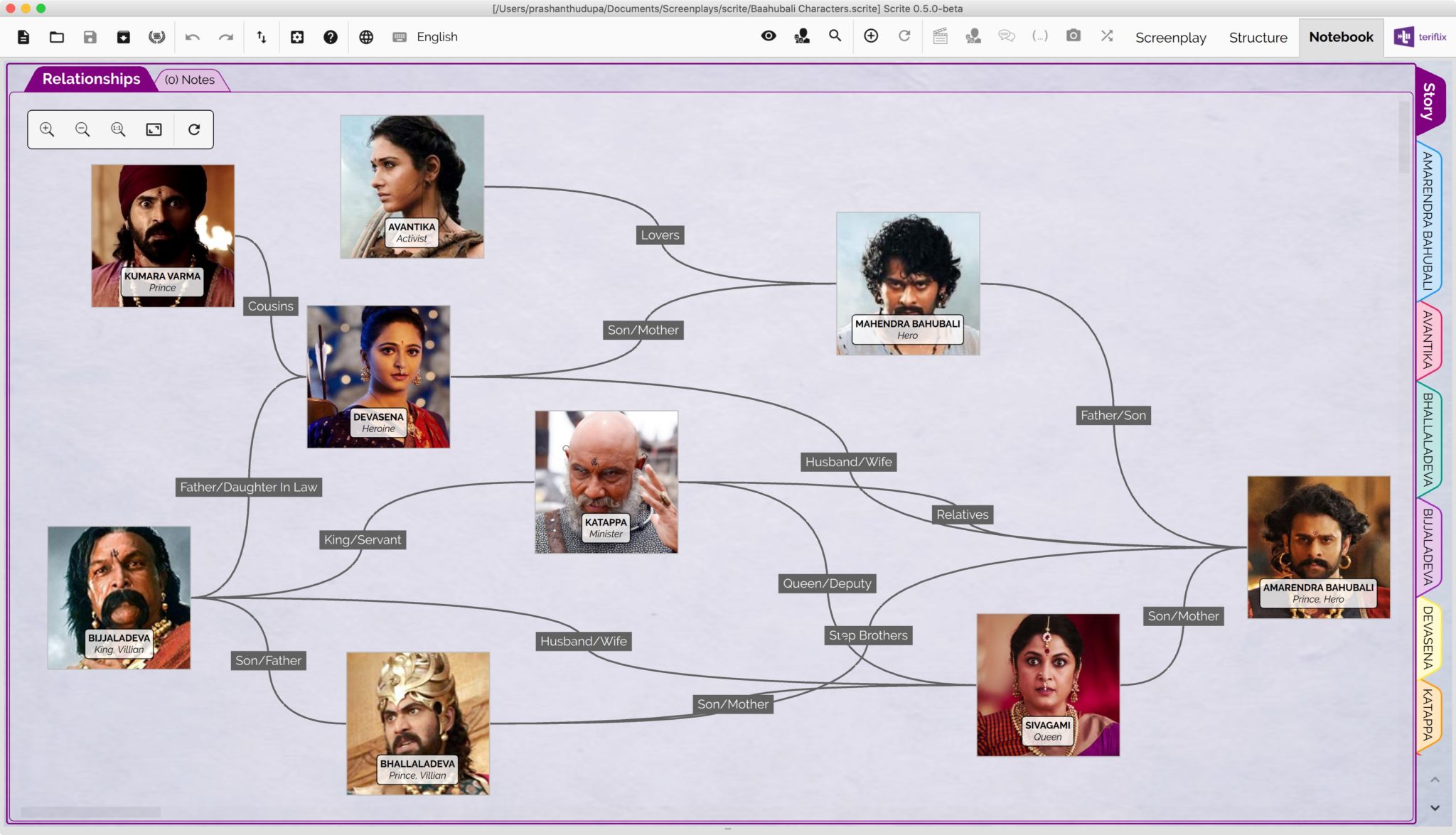 Capturing Relationships Between Characters » Scrite