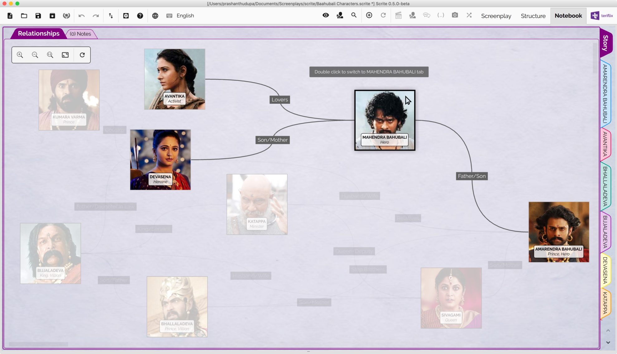 Capturing Relationships Between Characters » Scrite