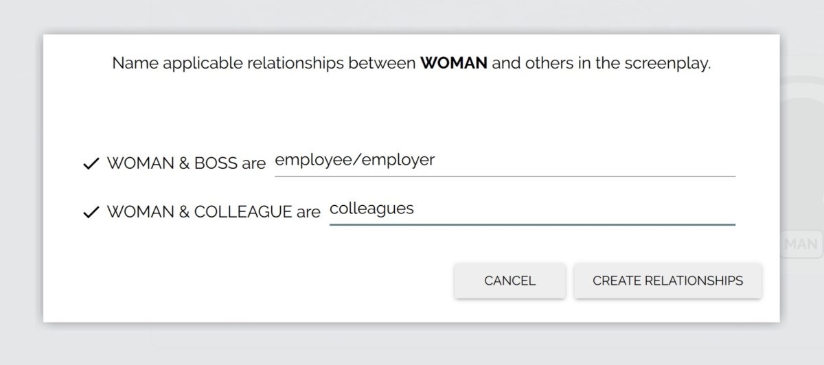 Capturing Relationships Between Characters » Scrite