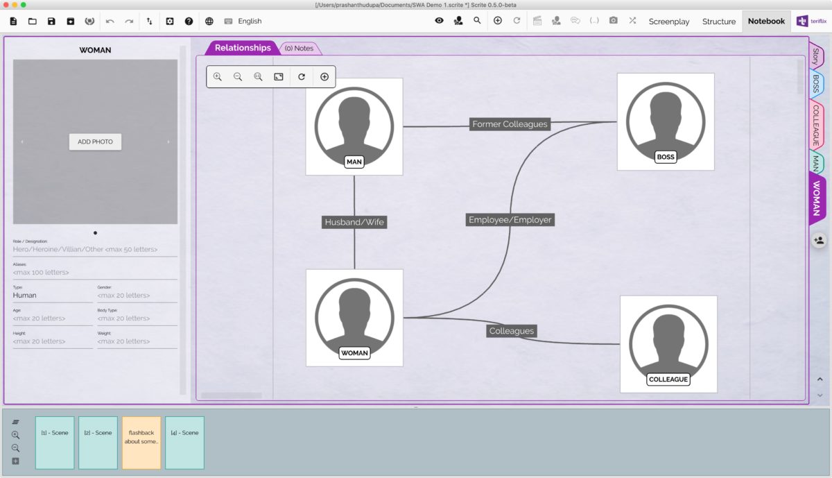 Capturing Relationships Between Characters » Scrite