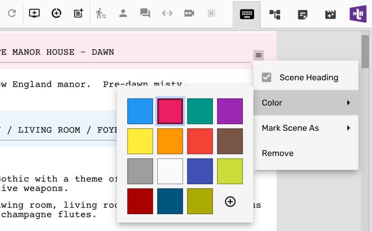 Advanced Editing Features » Scrite