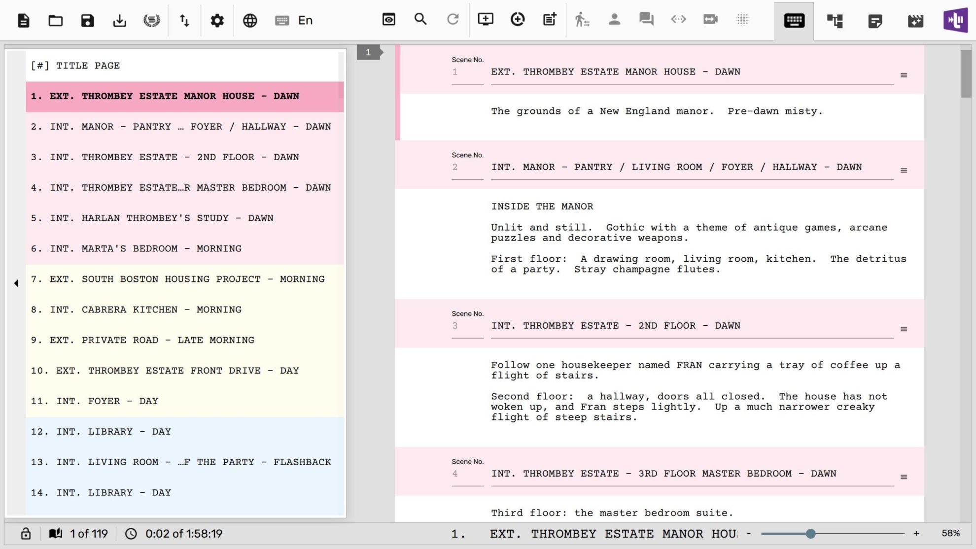 Advanced Editing Features » Scrite