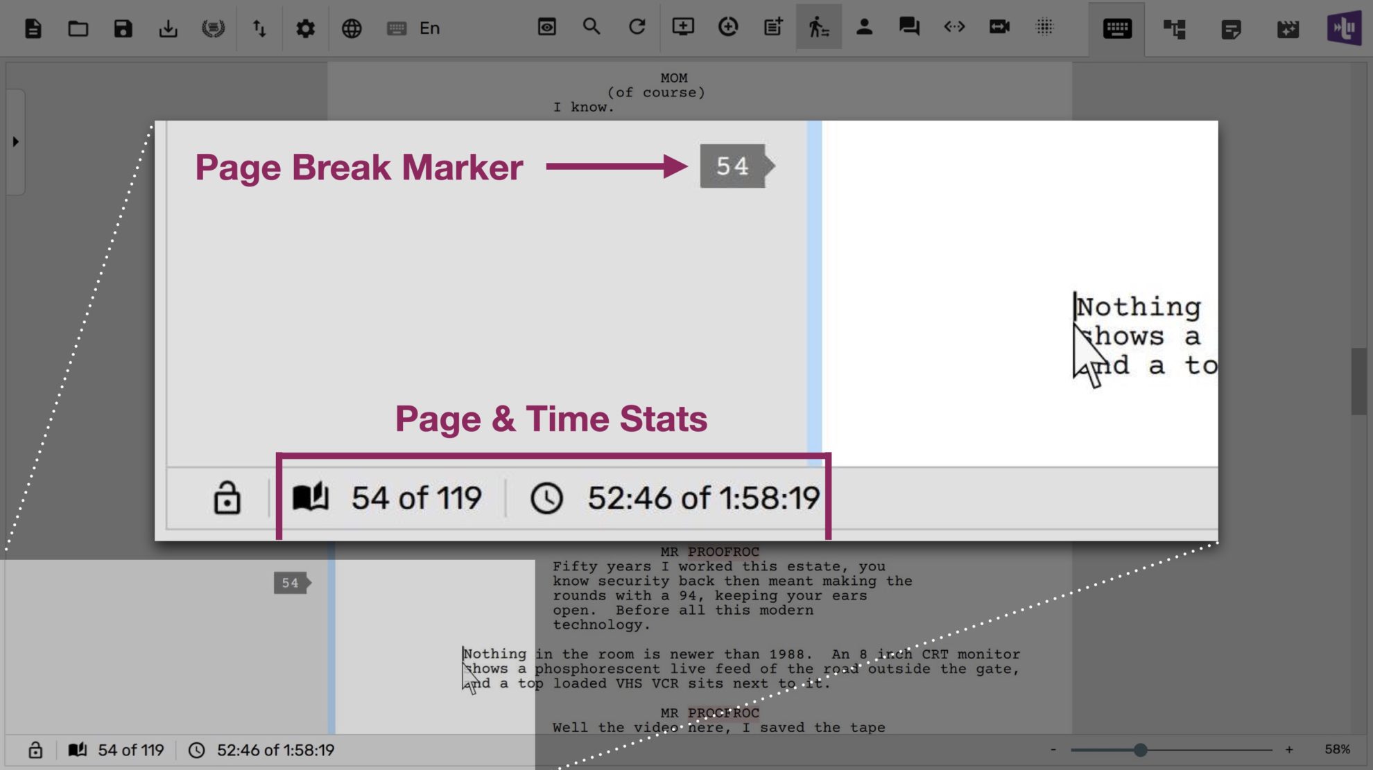 Advanced Editing Features » Scrite