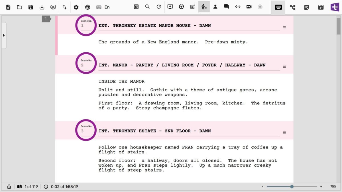 Advanced Editing Features » Scrite