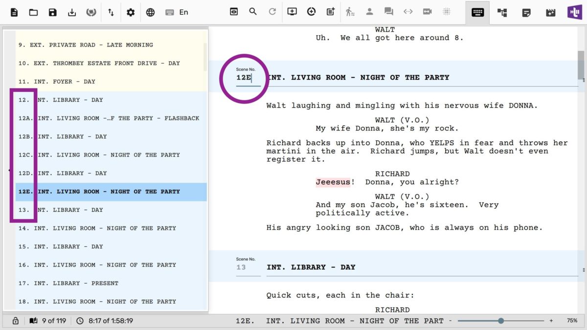 Advanced Editing Features » Scrite