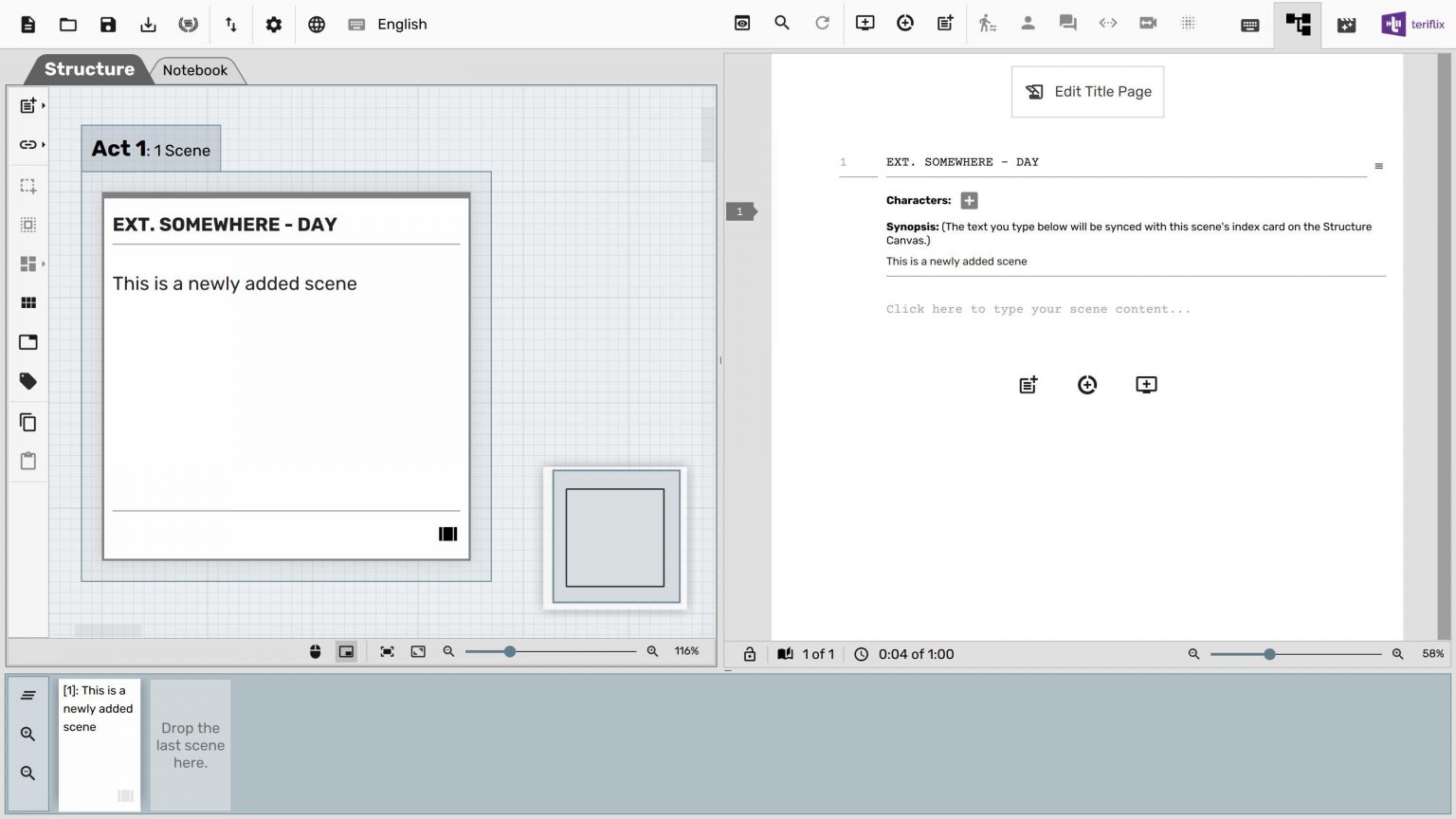 Advanced Structuring Tools » Scrite
