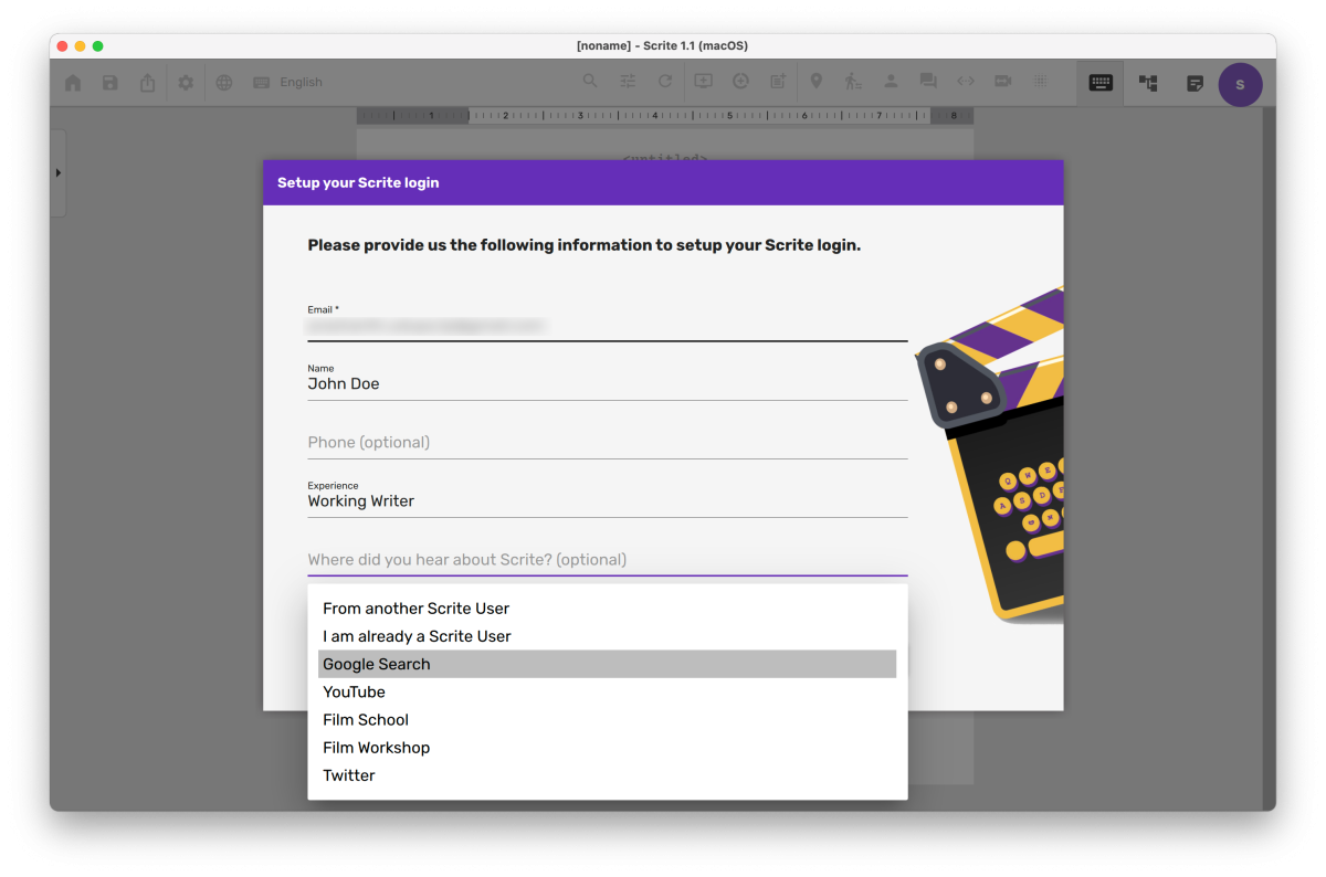 Quick Start » Scrite