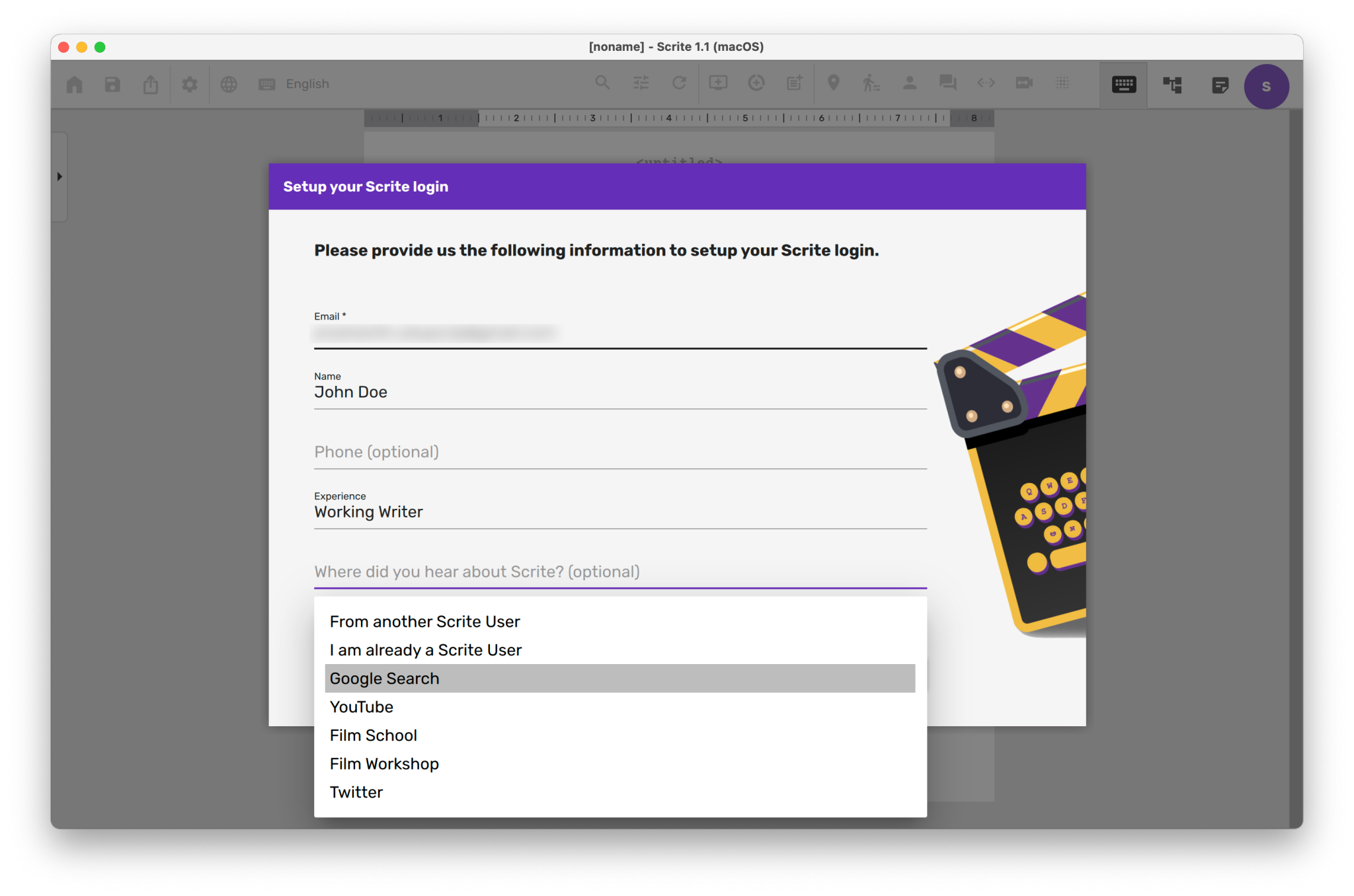 Quick Start » Scrite