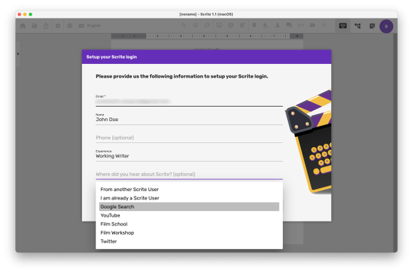 Quick Start » Scrite