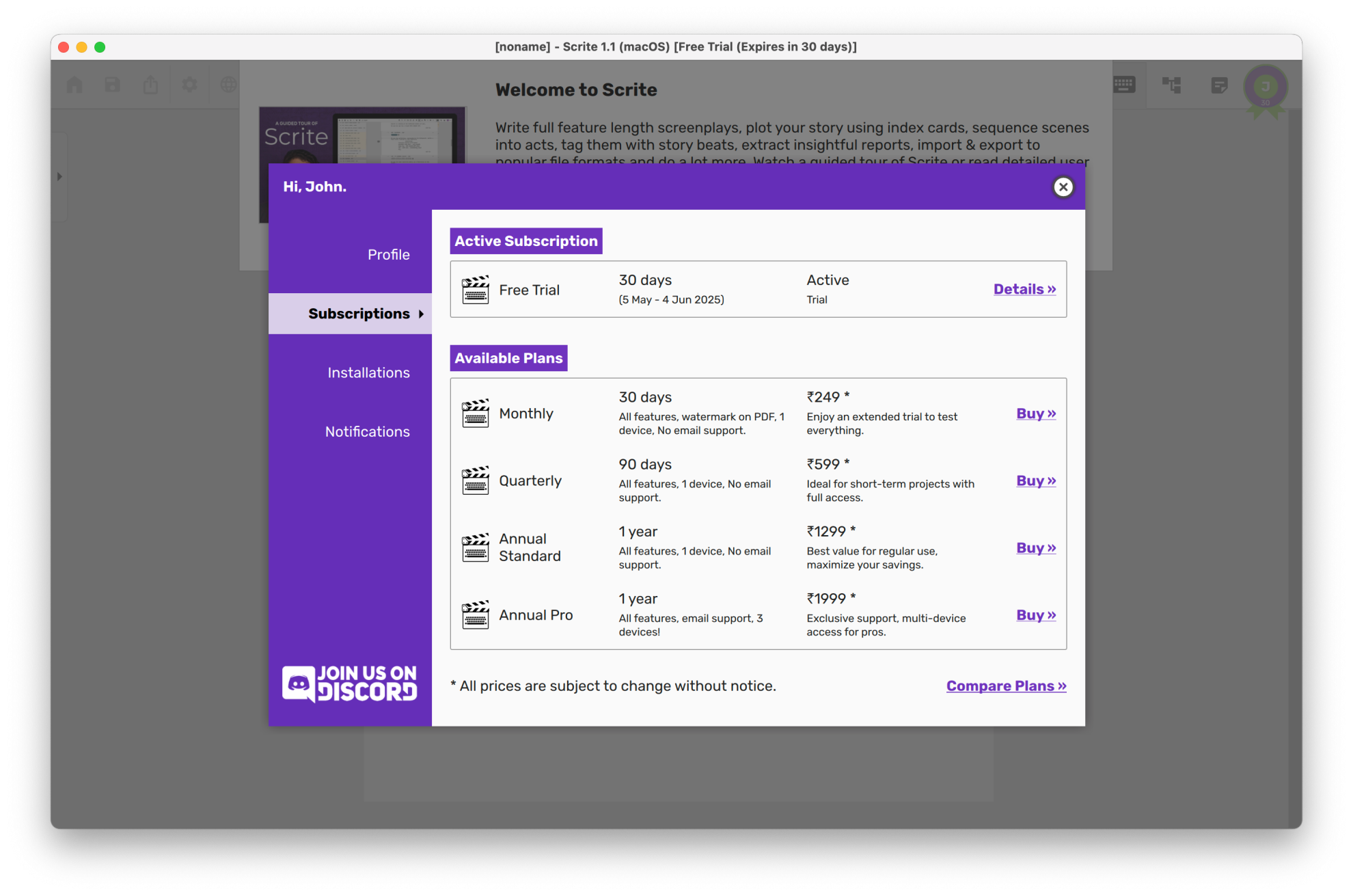Quick Start » Scrite