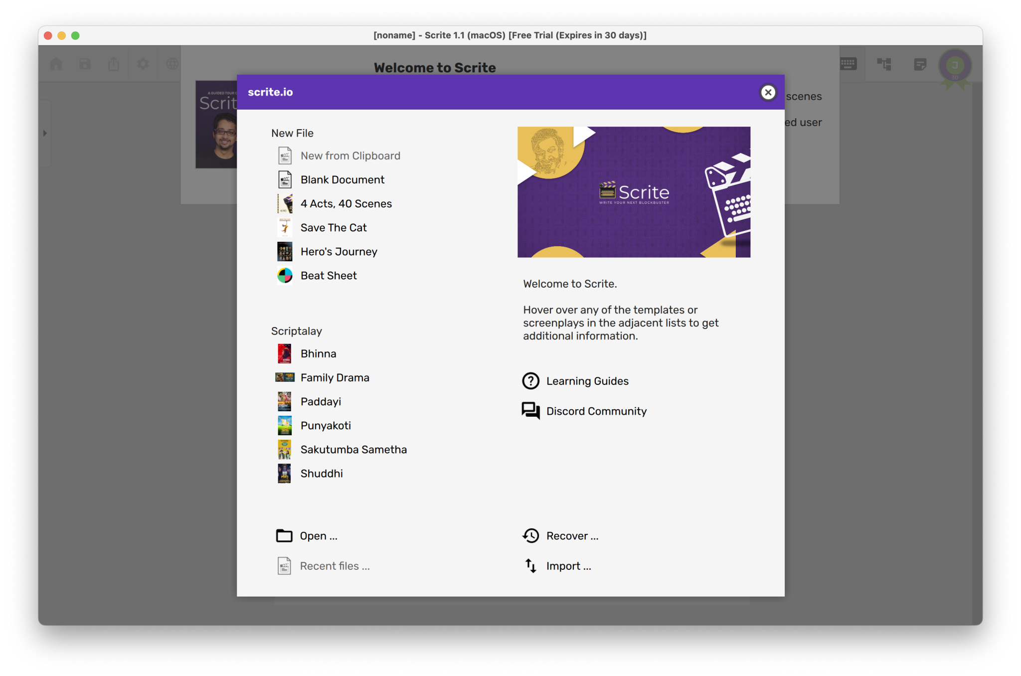 Quick Start » Scrite