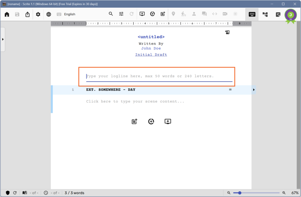 Advanced Editing Features » Scrite