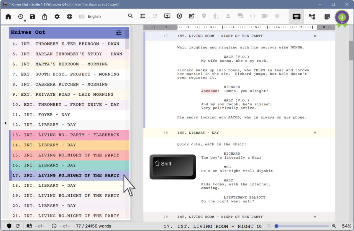 Advanced Editing Features » Scrite