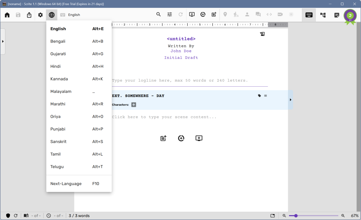 Typing In Multiple Languages » Scrite