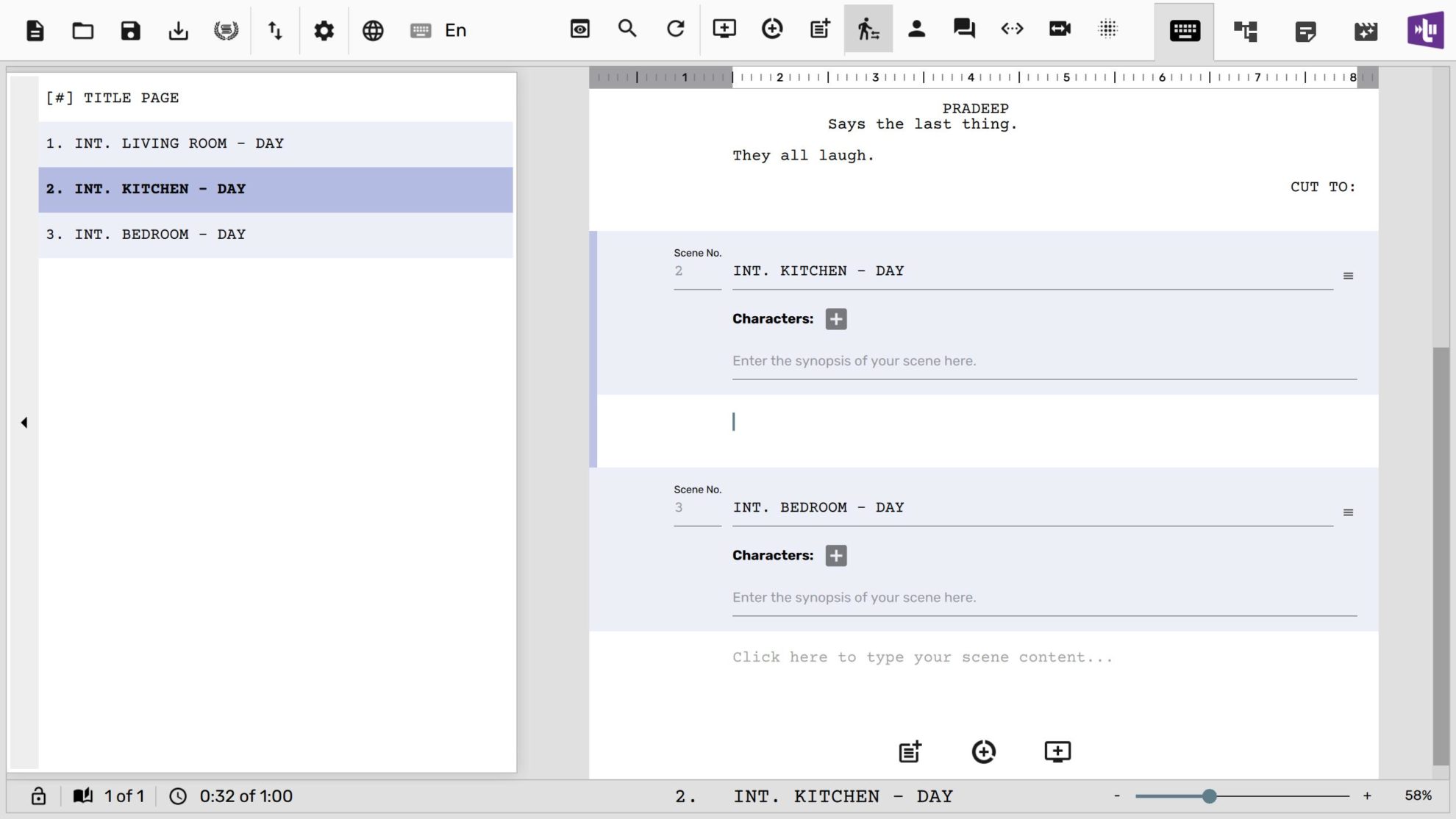Quick Start » Scrite