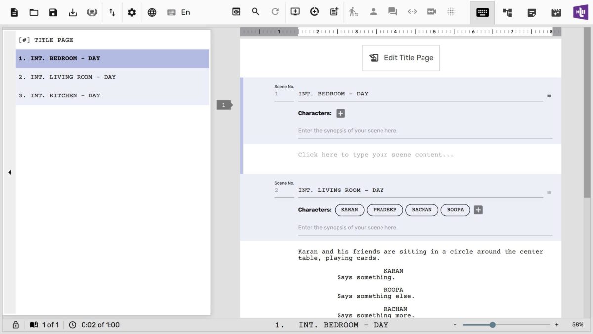 Quick Start » Scrite