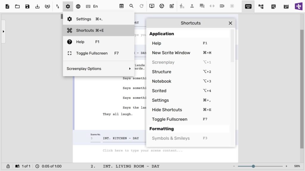 Advanced Structuring Tools » Scrite