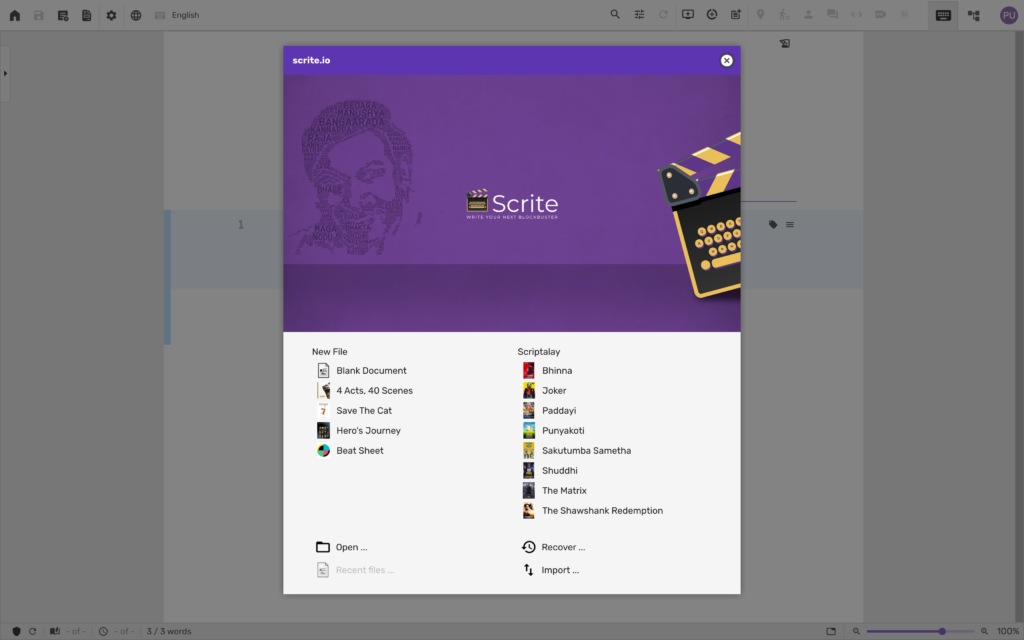 New Home Screen » Scrite